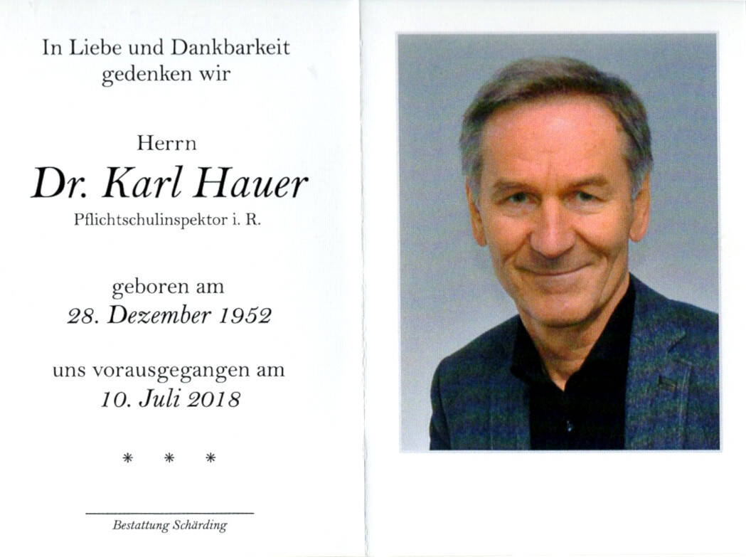 Totenbild Dr. Hauer Karl